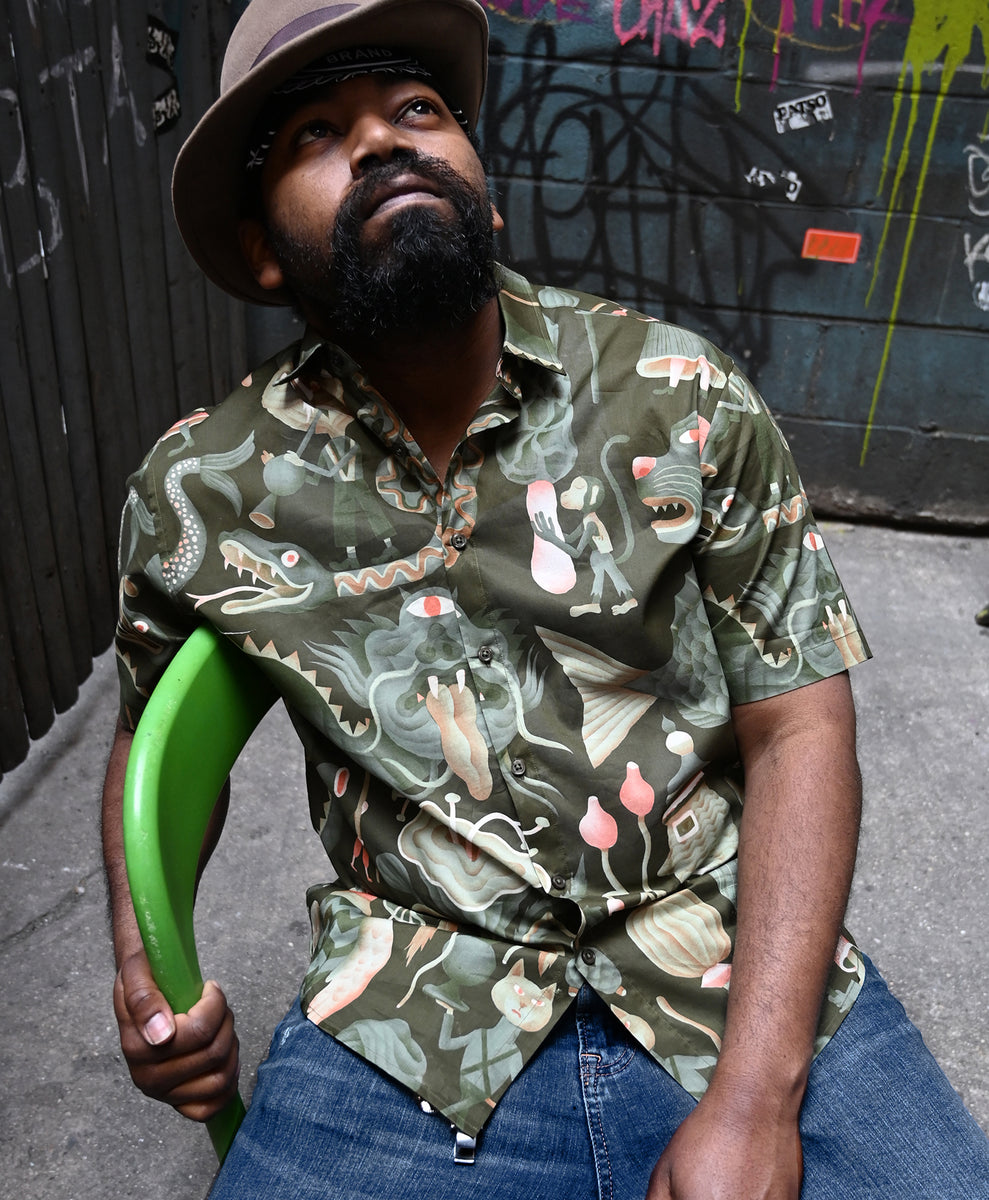 Bjorn R Lie 'Pagan Parade' Shirt | Dk Green – ROCK|SOUP