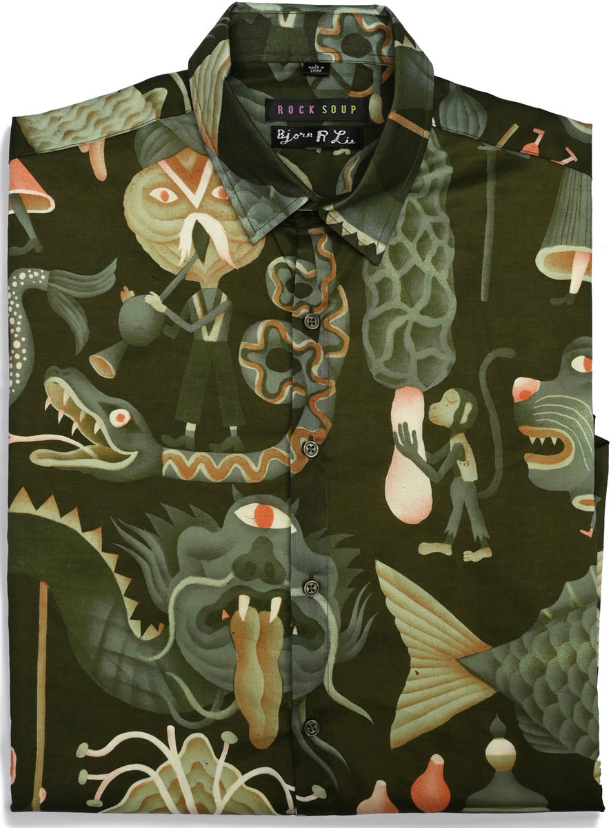 Bjorn R Lie 'Pagan Parade' Shirt | Dk Green – ROCK|SOUP